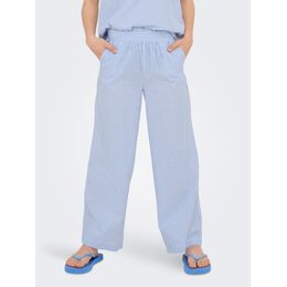 Loungehose KIDS Only "KOGSMILLA LIFE STRIPE PANT WVN NOOS", M&auml;dchen, Gr. 152, N-Gr, cloud dancer stripes:clear sky, Web, Obermaterial: 100% Baumwolle, gestreift, weit lang, Hosen Loungehose
