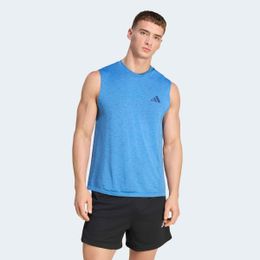 Tanktop adidas Performance "WORKOUT ESSENTIALS SEAMLESS SLEEVELESS T", Herren, Gr. S, ray blau mel, Obermaterial: 70% Polyester, 30% Polyamid, Tops Tanktop