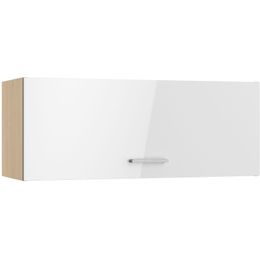 Klapph&auml;ngeschrank KOCHSTATION "KS-Lucy", wei&szlig; glanz, eiche hell, B:90cm H:35,2cm T:34,6cm, Schr&auml;nke, Klapph&auml;ngeschrank, Breite 90 cm, mit 1 Klappe inkl. Gasdruckd&auml;mpfer