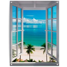 Poster Reinders "Fenster zum Strand", blau (farbe bild(er): blau), B:60cm H:80cm T:0,1cm, Leinwand, Bilder, Poster
