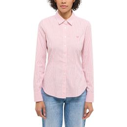Langarmbluse Mustang "Damen Style Allegheny", Damen, Gr. 40, rosa 12847, Popeline, 97% Baumwolle, 3% Elasthan, gestreift, slim fit, Blusen Langarmbluse