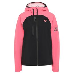 Regenjacke Ziener "NEHLE-Z", Damen, Gr. 34, schwarz.strawberry sorbet, Obermaterial: 100% Polyester, Jacken Regenjacke