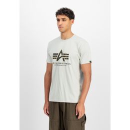 T-Shirt Alpha Industries "Basic T-Shirt BL Effect Print", Herren, Gr. M, stone, Obermaterial: 100% Baumwolle, Shirts T-Shirt
