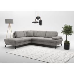Sit & More Ecksofa SIT & MORE "Morris Jubi L-Form, B: 238 cm", grau, B:238cm H:83cm T:202cm, 100% Polyester, Sofas, Ecksofa, mit Armteilfunktion & 1 Zierkissen, optional Bettfunktion