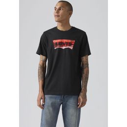 Levi's T-Shirt LEVI'S "Batwing Logo Tee", Damen, Gr. S, coastal filled bw 2 jet schwarz, Jersey, Obermaterial: 100% Baumwolle, normal normal, Rundhals, Shirts T-Shirt, mit Logo-Front-Print