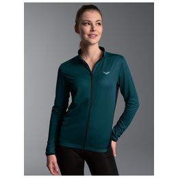 Trainingsjacke TRIGEMA "TRIGEMA Fahrradjacke mit 3-Teiliger R&uuml;ckentasche", Damen, Gr. XXL, wei&szlig;, neutral, Trikot, 100% Polyester (recycelt), Jacken Trainingsjacke