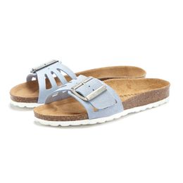 Pantolette ELBSAND "Sandale, Mule, offener Schuh, Sommerschuh, Lederpantolette", Damen, Gr. 41, blau (hellblau), Obermaterial: 100% Rindsleder. Decksohle: 100% Rindsleder. Laufsohle: 100% Synthetik, unifarben, Schuhe Pantolette, aus Leder mit weichem Korkfu&szlig;bett, Topseller