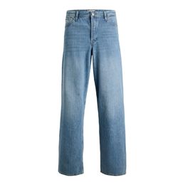 Jack & Jones Relax-fit-Jeans JACK & JONES "JJIDAVE JJORIGINAL SQ 081 SN", Herren, Gr. 30, L&auml;nge 30, blau denim, Denim/Jeans, Obermaterial: 100% Baumwolle, Abriebeffekte, weit kn&ouml;chellang, Jeans Relax-fit-Jeans