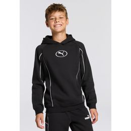 Kapuzensweatshirt Puma "SPORT HOODIE FL B", Jungen, Gr. 176, schwarz (Puma schwarz), Fleece, Obermaterial: 66% Baumwolle, 34% Polyester, bedruckt, regular fit normal, Rundhals, angesetztes B&uuml;ndchen, Sweatshirts Kapuzensweatshirt, f&uuml;r Jugendliche, mit Print-Applikationen, Regular Fit, mit Kapuze, Topseller