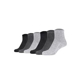 Kurzsocken Mustang "Socken Casual Organic Cotton Quarter 6-Pack 6er Pack", Damen, Gr. 35-38, grau (grau mix), Obermaterial: 55% Baumwolle CO. 41% Polyester PES. 2% Polyamid PA. 2% Elasthan EL., Socken Kurzsocken