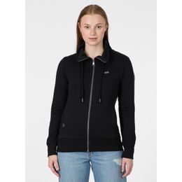 Sweatjacke Ragwear "RONETTE A", Damen, Gr. L, schwarz, angeraute Sweatware, Obermaterial: 70% Baumwolle, 30% Polyester, unifarben, normal, Rundhals, Sweatjacken Sweatjacke, Baumwollmischung mit Marken-Stickerei, Topseller