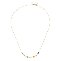 Collier Luigi Merano "Collier mit farbigen Zirkonia, Gold 585", bunt (mehrfarbig), Halsketten, Damen, Gelbgold 585, Collier