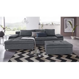 Ecksofa Home Affaire "Labene L-Form", grau (dunkelgrau), B:290cm H:82cm T:90cm, Struktur fein (95% Polyester, 5% Polyamid);Luxus-Microfaser ALTARA NUBUCK (100% Polyester);Kunstleder SOFTLUX / Struktur (100% Polyester);Struktur (100% Polyester);Flachgewebe (95% Polyester, 5% Polyamid), Sofas, Ecksofa, wahlweise mit Bettfunktion und Bettkasten, auch als XXL-Variante