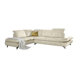 Ecksofa W.Schillig "Taoo, elegant und zeitlos, bequem, L-Form", beige (natural s41), B:296cm H:84cm T:242cm, Longlife fabric Velourgewebe S41 (100% Polyester), Sofas, Ecksofa, mit Sitziefenverstellung & Kopfteilverstellung