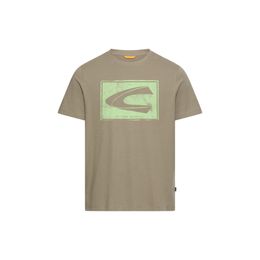T-Shirt Camel Active, Damen, Gr. S, khaki, Jersey, Obermaterial: 100% Baumwolle, bedruckt, normal h&uuml;ftbedeckend, Rundhals, Shirts T-Shirt, mit Logo-Print