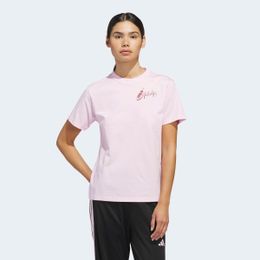 T-Shirt adidas Sportswear "MIND BODY & SPIRIT(S) GRAPHIC", Damen, Gr. XS, clear pink, Obermaterial: 100% Baumwolle, Rundhals, Shirts T-Shirt