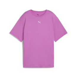 T-Shirt Puma "ESS RELAXED TEE", Damen, Gr. XS, lila (wild berry), Jersey, Obermaterial: 100% Baumwolle, unifarben, relaxed fit normal, Rundhals, Shirts T-Shirt, Kurzarm, Rundhalsausschnitt