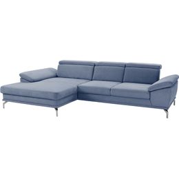 Sit & More Ecksofa SIT & MORE "Scorpio L-Form", blau, B:311cm H:85cm T:181cm, Sofas, Ecksofa, inklusive Sitztiefenverstellung, wahlweise mit Kopfverstellung
