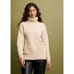 bonprix Rollkragenpullover mit Strasssteinen, beige, Gr.40/42 (M), Rollkragenpullover mit dekorativen Strasssteinen