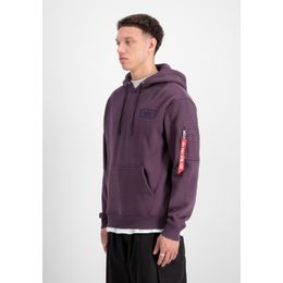 Hoodie Alpha Industries "Backprint Hoodie ", Herren, Gr. L, lila (plum), Obermaterial: 80% Baumwolle, 20% Polyester, regular fit, Sweatshirts Hoodie