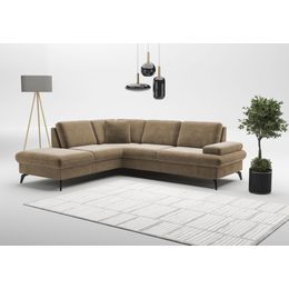 Sit & More Ecksofa SIT & MORE "Morris Jubi L-Form, B: 238 cm", braun (hellbraun), B:238cm H:83cm T:202cm, 100% Polyester, Sofas, Ecksofa, mit Armteilfunktion & 1 Zierkissen, optional Bettfunktion
