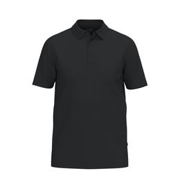 Poloshirt OLYMP, Herren, Gr. L, schwarz, Web, Obermaterial: 95% Leinen, 5% Elasthan, unifarben, regular fit h&uuml;ftbedeckend, Rundhals, abgesteppte Kante, Shirts Poloshirt, aus hochwertigem Leinen, unifarben