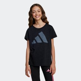 T-Shirt adidas Sportswear "ESSENTIALS KIDS", M&auml;dchen, Gr. 128, schwarz, wei&szlig;, Obermaterial: 50% Polyester, 25% Baumwolle, 25% Viskose, normal, Rundhals, Shirts T-Shirt