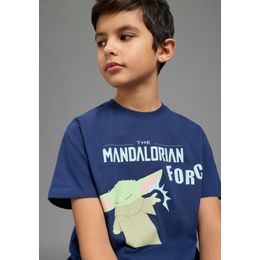 T-Shirt Kidsworld "STAR WARS: MADALORIAN - Disney Shirt", Jungen, Gr. 116/122, marine, Single Jersey, Obermaterial: 100% Baumwolle, bedruckt, Basic normal, Rundhals, Shirts T-Shirt, MANDALORIAN Shirt f&uuml;r Jungen, Kurzarm, bedruckte Optik, aus Baumwolle
