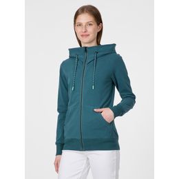 Sweatjacke Ragwear "NESKIA ZIP B", Damen, Gr. XL, ocean gr&uuml;n, Sweatware, Obermaterial: 95% Baumwolle, 5% Elasthan, unifarben, normal, Rundhals, Sweatjacken Sweatjacke, D&uuml;nne Baumwollmischung, innen brushed mit Stickerei auf der Kapuze