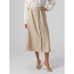 V&eacute;ro Moda Maxirock VERO MODA "VMMELANEY HW BUTTON CALF SKIRT WVN NOOS", Damen, Gr. XS (34), overcast detail:melange, Web, Obermaterial: 100% Polyester, meliert, regular fit kn&ouml;chellang, R&ouml;cke Maxirock