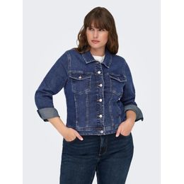 Jeansjacke Only CARMAKOMA "CARWESPA LS DBD JACKET DNM", Damen, Gr. 46, blau (dunkelblau denim), Denim/Jeans, Obermaterial: 79% Baumwolle, 20% Polyester, 1% Elasthan, unifarben, Jacken Jeansjacke