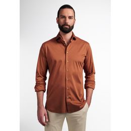 Langarmhemd Eterna "MODERN FIT", Herren, Gr. 46, Normalgr&ouml;&szlig;en, orange, Jersey, 100% cotton, tailliert, Manschette, Hemden Langarmhemd