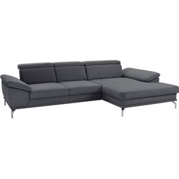 Sit & More Ecksofa SIT & MORE "Scorpio L-Form", grau (dunkelgrau), B:311cm H:85cm T:181cm, Sofas, Ecksofa, inklusive Sitztiefenverstellung, wahlweise mit Kopfverstellung