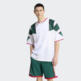 T-Shirt adidas originals "PANEL TRIKOT", Herren, Gr. S, wei&szlig;, Obermaterial: 100% Polyester, V-Ausschnitt, Shirts T-Shirt