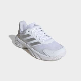 Tennisschuh adidas Performance "COURTJAM CONTROL 3 CLAY", Damen, Gr. 37, cloud wei&szlig;, silber metallic, grau one, Synthetik, Textil, Schuhe Tennisschuh, f&uuml;r Sandpl&auml;tze, Clay