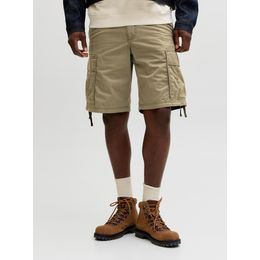 Jack & Jones Cargohose JACK & JONES "JPSTCOLE FRANK CARGO SHORT MID SN", Herren, Gr. XL, N-Gr, olive night, Web, Obermaterial: 100% Baumwolle, unifarben, Hosen Cargohose, mit Seitentaschen