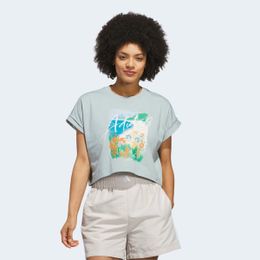T-Shirt adidas Sportswear "SUMMER ROMANCE GRAPHIC", Damen, Gr. M, wonder sage, Obermaterial: 100% Baumwolle, Rundhals, Shirts T-Shirt