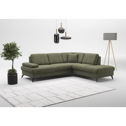 Sit & More Ecksofa SIT & MORE "Morris Jubi L-Form, B: 238 cm", gr&uuml;n (olive), B:238cm H:83cm T:202cm, 100% Polyester, Sofas, Ecksofa, mit Armteilfunktion & 1 Zierkissen, optional Bettfunktion