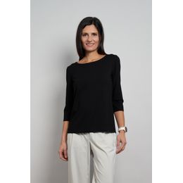 3/4-Arm-Shirt Seidel Moden "Otto exclusiv", Damen, Gr. 42, schwarz, Jersey, Obermaterial: 94% Viskose, 6% Elasthan, unifarben, tailliert h&uuml;ftbedeckend, Rundhals, Shirts 3/4-Arm-Shirt, mit Viskose- MADE IN GERMANY
