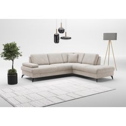 Sit & More Ecksofa SIT & MORE "Morris Jubi L-Form, B: 238 cm", beige (creme), B:238cm H:83cm T:202cm, 100% Polyester, Sofas, Ecksofa, mit Armteilfunktion & 1 Zierkissen, optional Bettfunktion