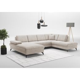 Sit & More Wohnlandschaft SIT & MORE "Morris Jubi U-Form, B: 300 cm", beige (creme), B:300cm H:83cm T:202cm, 100% Polyester, Sofas, Wohnlandschaft, mit Armteilfunktion & 1 Zierkissen, optional Bettfunktion