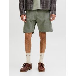 Jack & Jones Chinoshorts JACK & JONES "JPSTTONY RAYE WORKER SHORT MID SN", Herren, Gr. S, N-Gr, vetiver, Web, Obermaterial: 100% Baumwolle, unifarben, kniefrei, Hosen Chinoshorts, Baumwolle, 5-Pocket Style
