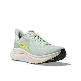 Laufschuh Hoka One One "CLIFTON 10", Damen, Gr. 38, sea glass, neon flame, Synthetik, Textil, Schuhe Laufschuh