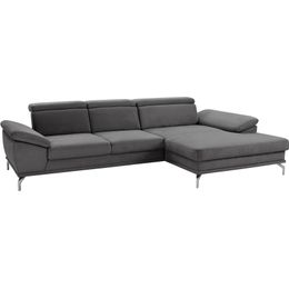 Sit & More Ecksofa SIT & MORE "Scorpio L-Form", grau (steel), B:311cm H:85cm T:181cm, Sofas, Ecksofa, inklusive Sitztiefenverstellung, wahlweise mit Kopfverstellung