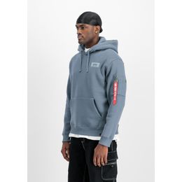 Hoodie Alpha Industries "Backprint Hoodie ", Herren, Gr. S, denim blau, Obermaterial: 80% Baumwolle, 20% Polyester, regular fit, Sweatshirts Hoodie