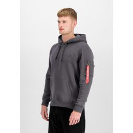 Hoodie Alpha Industries "Backprint Hoodie ", Herren, Gr. L, grau (vintage grau), Obermaterial: 80% Baumwolle, 20% Polyester, regular fit, Sweatshirts Hoodie