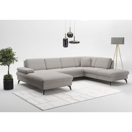 Sit & More Wohnlandschaft SIT & MORE "Morris Jubi U-Form, B: 300 cm", grau (hellgrau), B:300cm H:83cm T:202cm, 95% Polyester, 5% Polyamid, Sofas, Wohnlandschaft, mit Armteilfunktion & 1 Zierkissen, optional Bettfunktion