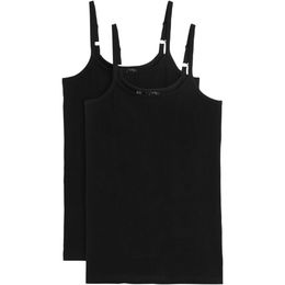 Shirttop bonprix, Damen, Gr. 52/54 (XXL), schwarz, schwarz, Jersey, Obermaterial: 95% Baumwolle, 5% Elasthan, slim fit, Tops Shirttop, Slim fit, ohne &Auml;rmel, langer Schnitt, aus Baumwolle mit Elasthan