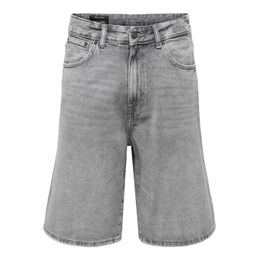 Only & Sons Shorts ONLY & SONS "ONSCARL BALL WB 2957 TAI", Damen, Gr. S, N-Gr, medium grau, Denim/Jeans, Obermaterial: 100% Baumwolle, Abriebeffekte, relaxed fit kniebedeckend, Hosen Shorts