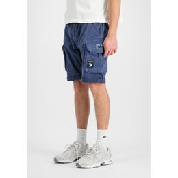 Shorts Alpha Industries "Crew Short Patch", Damen, Gr. 33, Normalgr&ouml;&szlig;en, blau (new navy), Obermaterial: 98% Baumwolle, 2% Elastan; Futter: 100% Baumwolle, Hosen Shorts